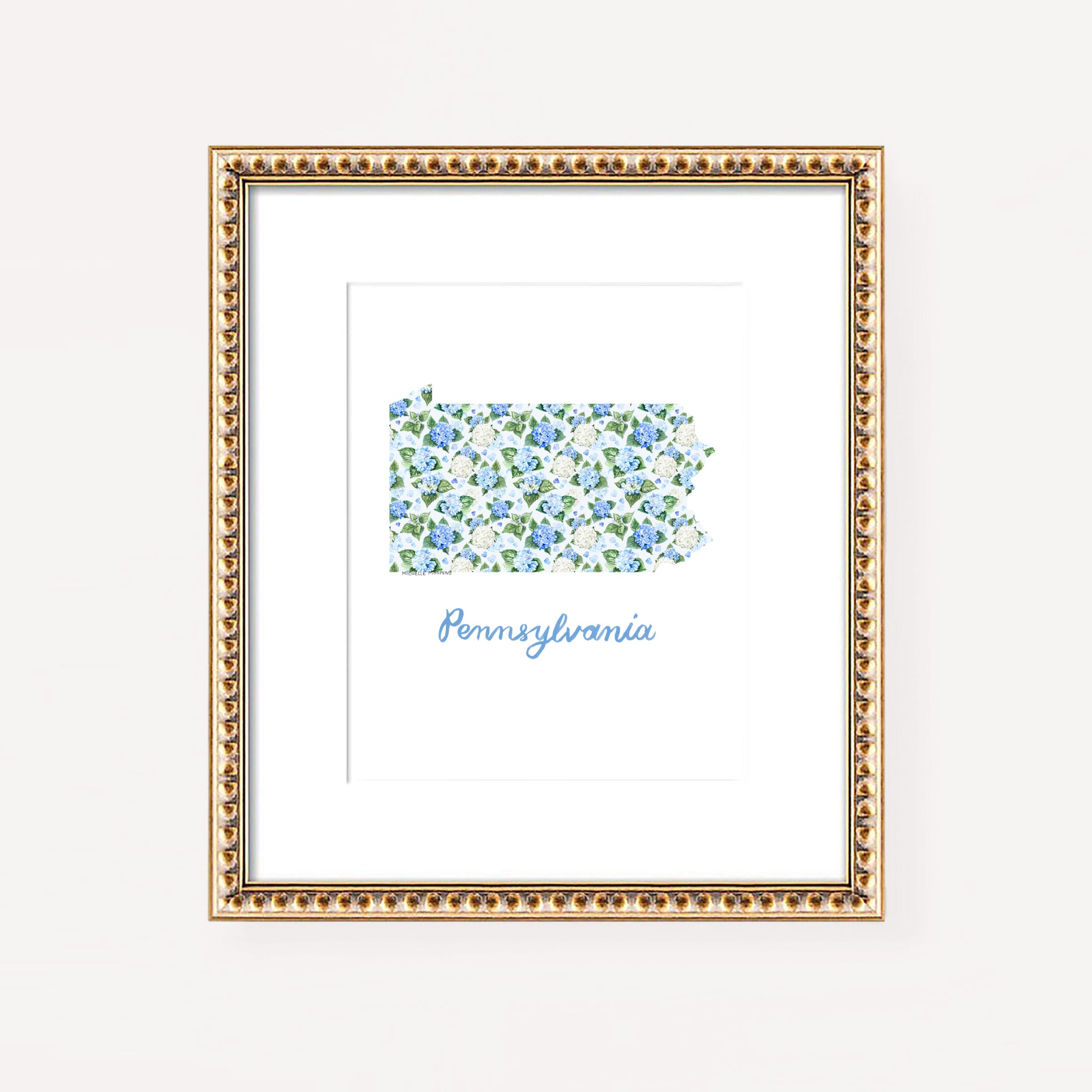 Pennsylvania State Watercolor Wall Art Print by Michelle Mospens | Cut