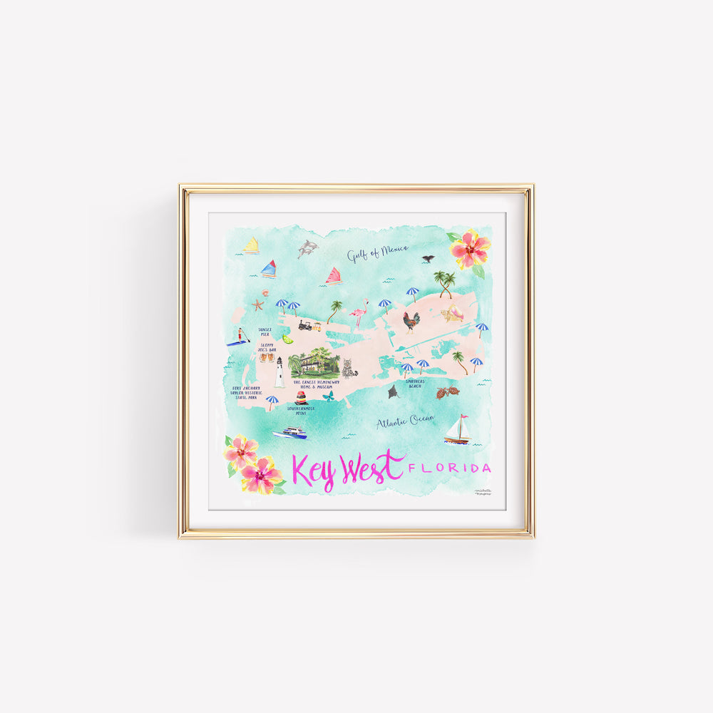 Key West Florida Map Art Print