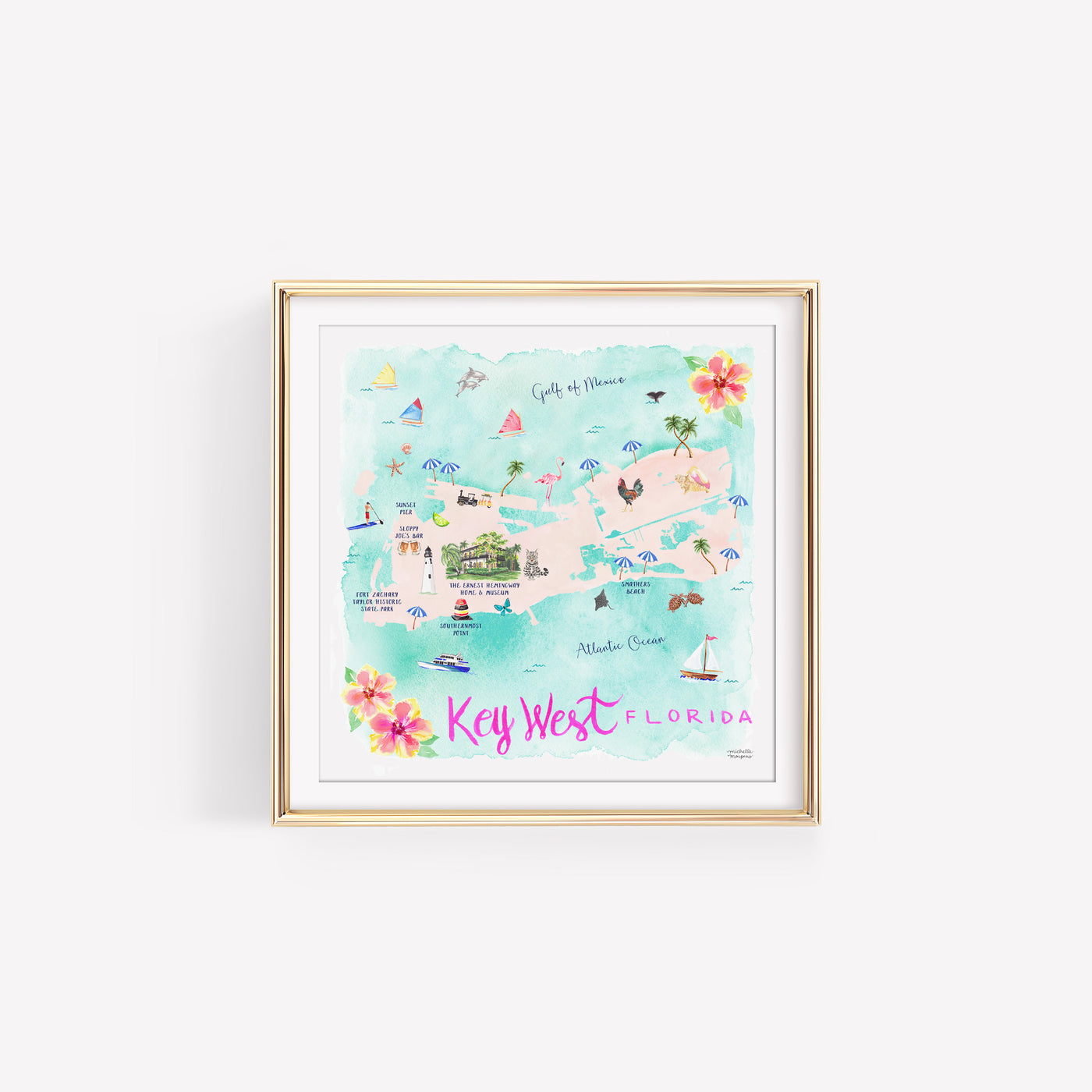 Key West Florida Map Art Print