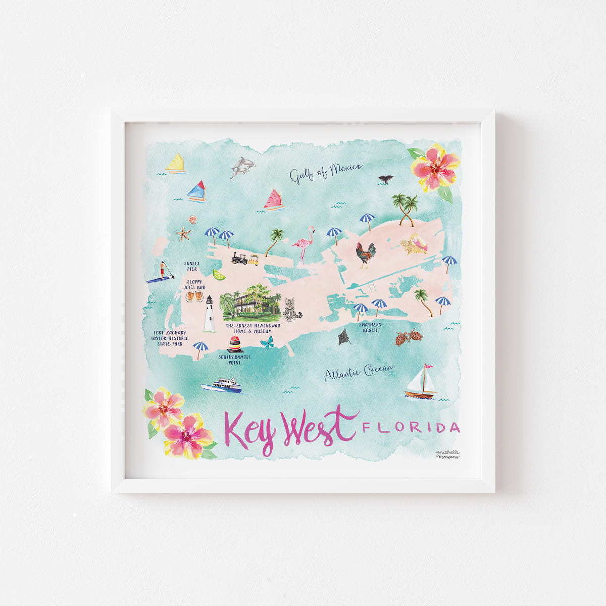 Key West Florida Map Art Print