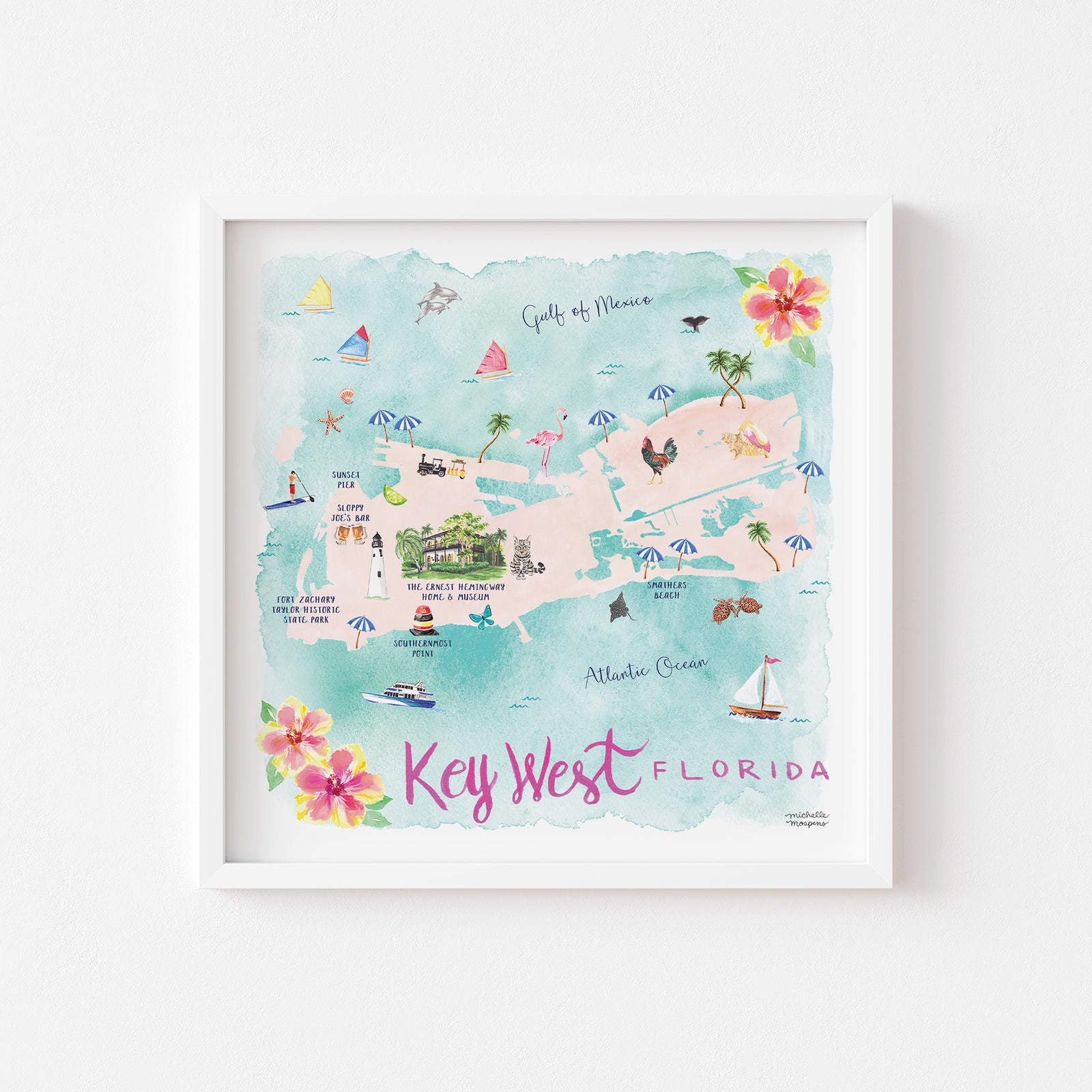 Key West Florida Map Art Print