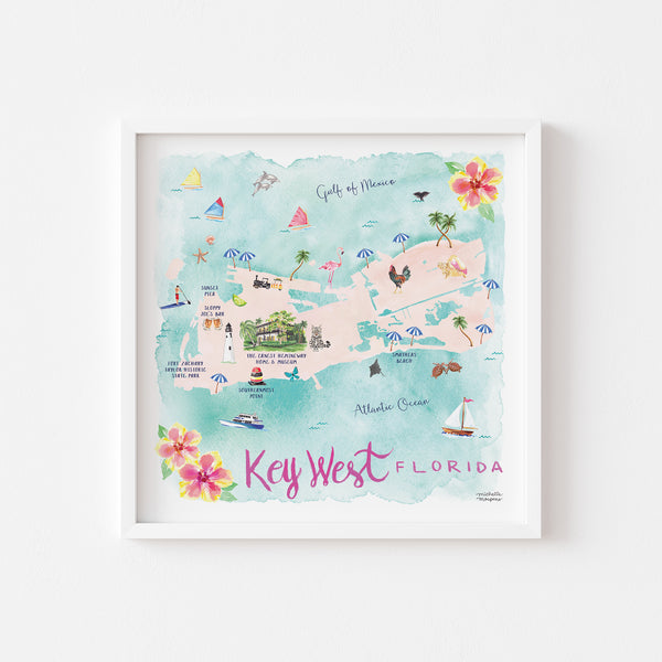 Key West Florida Map Art Print