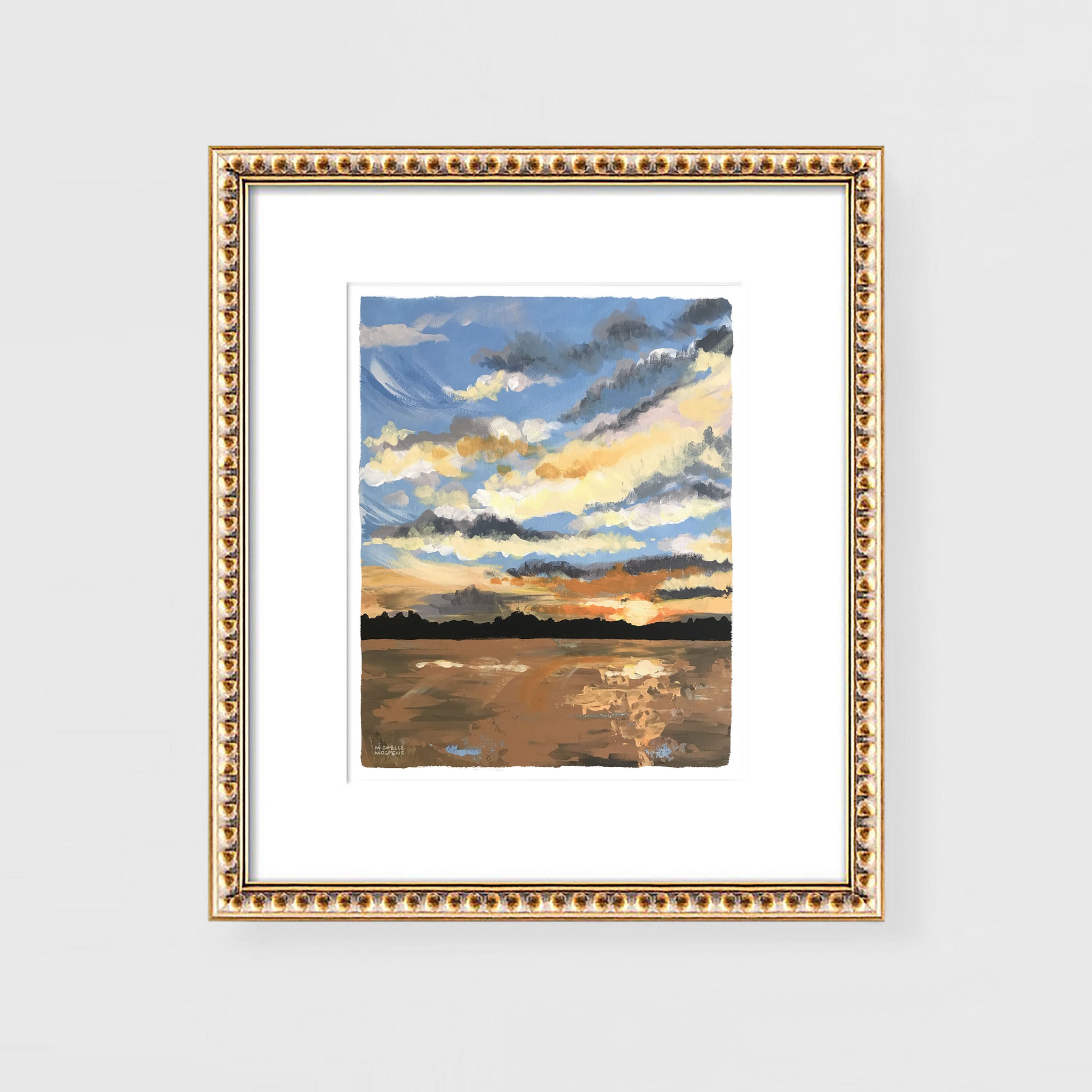 Lake Sunset Wall Art Abstract Painting Lakehouse Statement Modern Lake