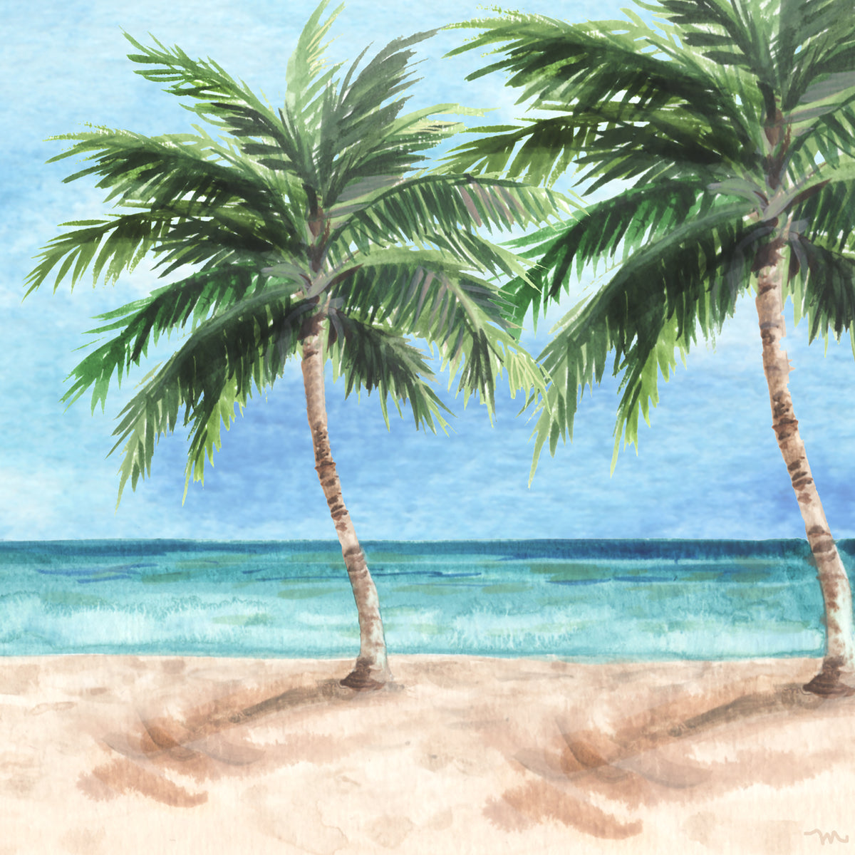 Watercolor Key West Shore Art Print