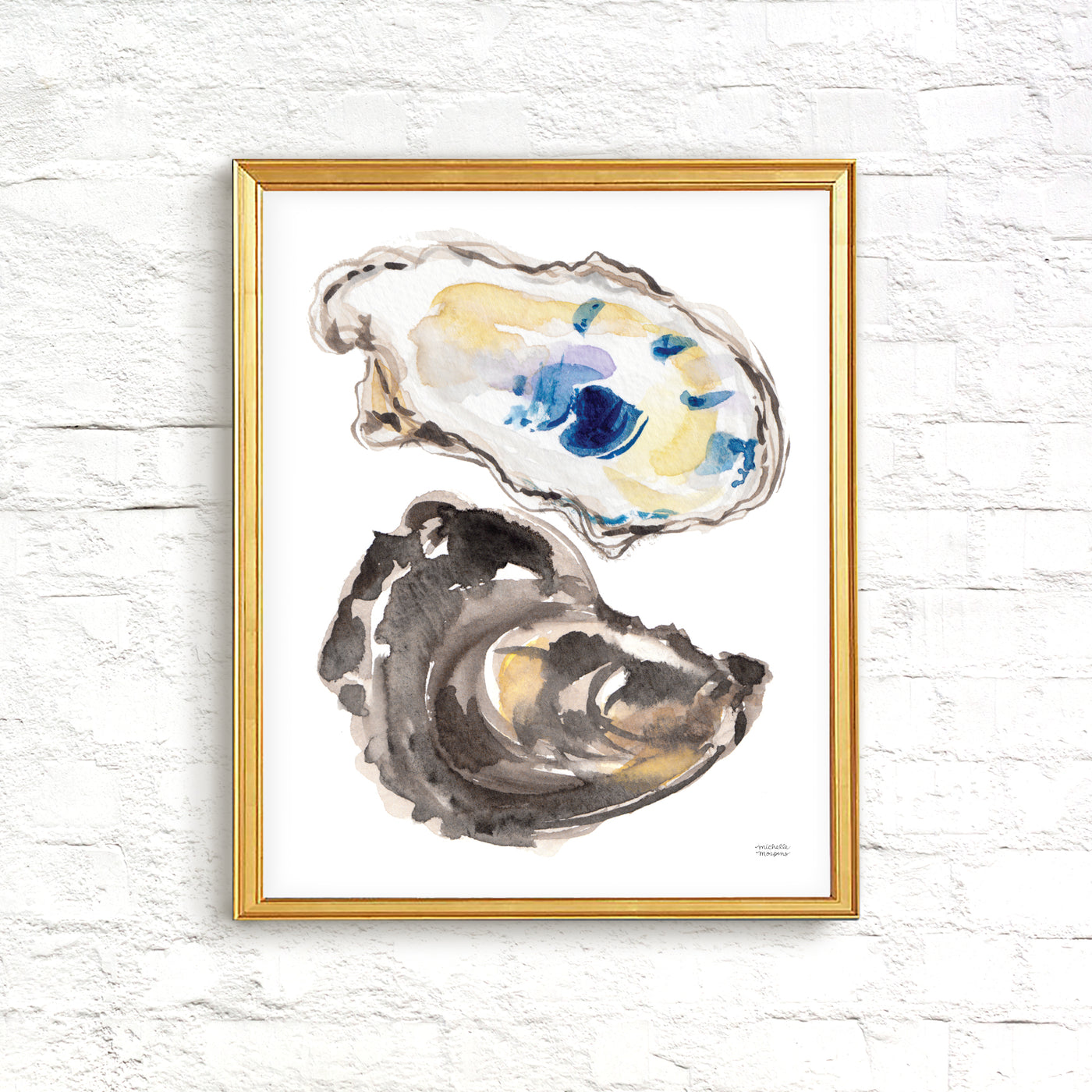 Watercolor Oyster Shells No. 7 Art Print | Watercolor Oyster Shells Print