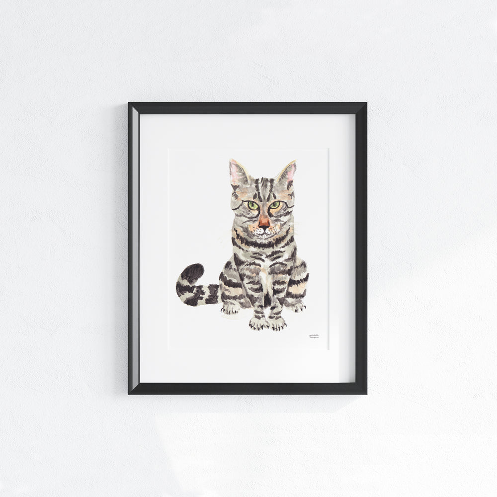 Watercolor Cat Art Print