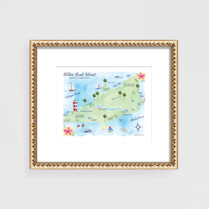 Hilton Head Island Map Art Print