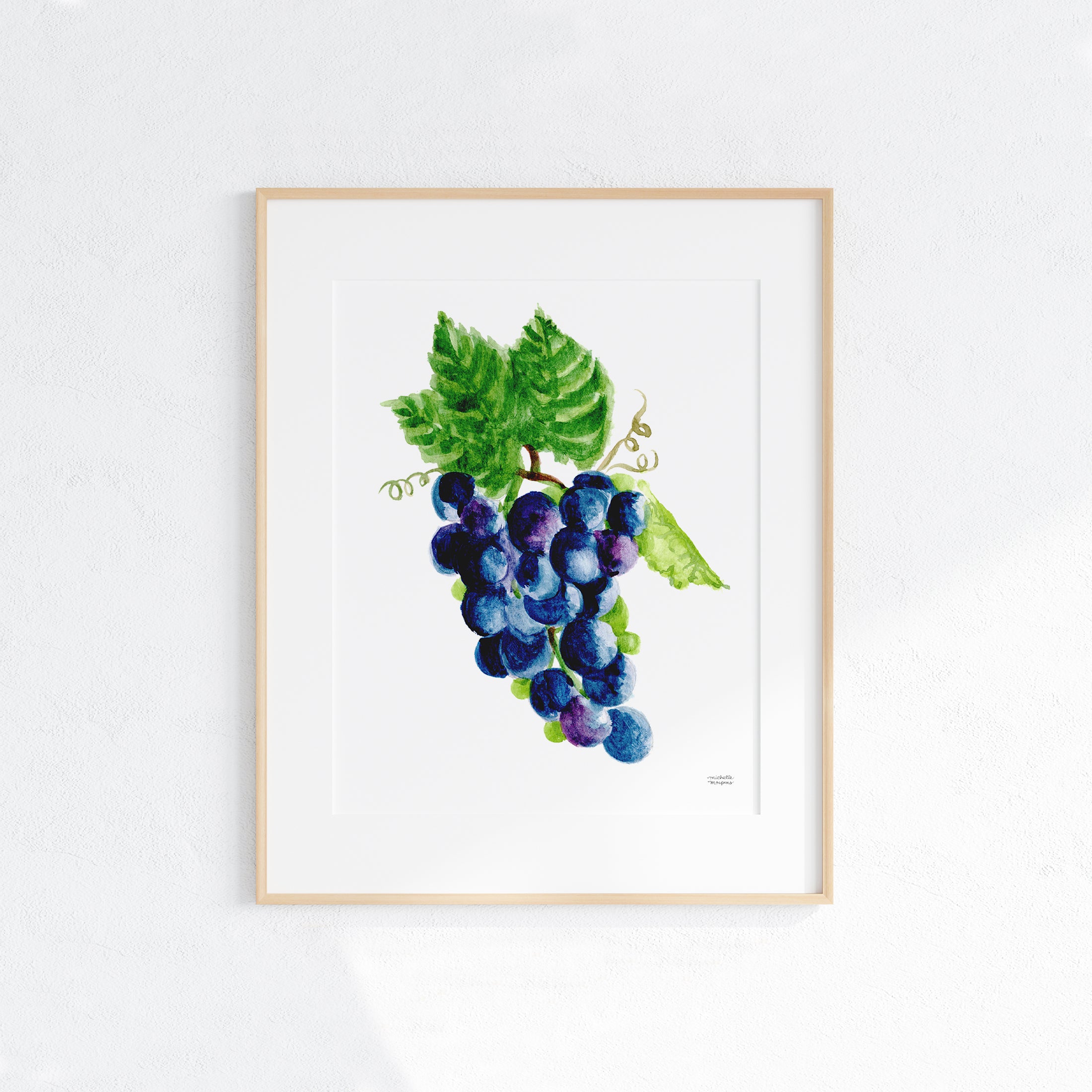 Watercolor Grapes Wall Art Print by Michelle Mospens | Grapes Art Print