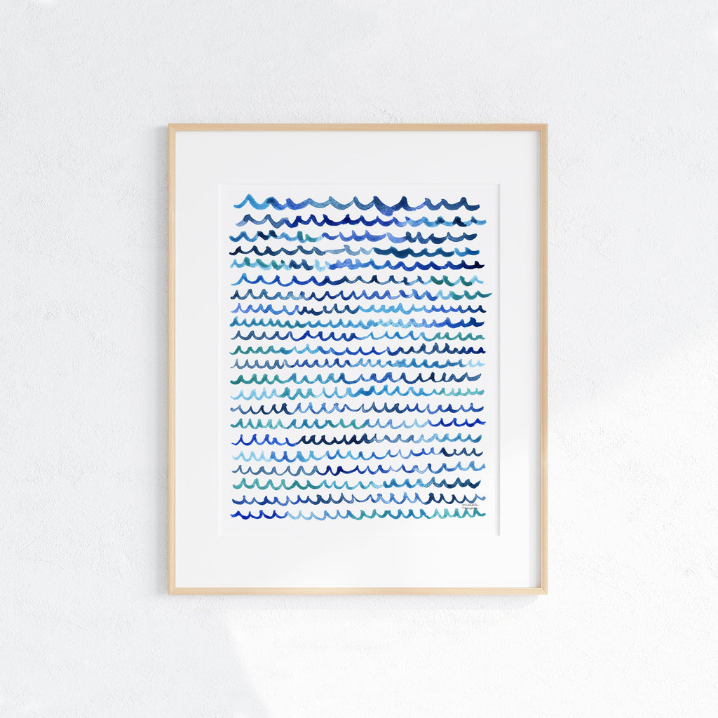 Waves Print | Watercolor Wall Art Print Waves by Michelle Mospens