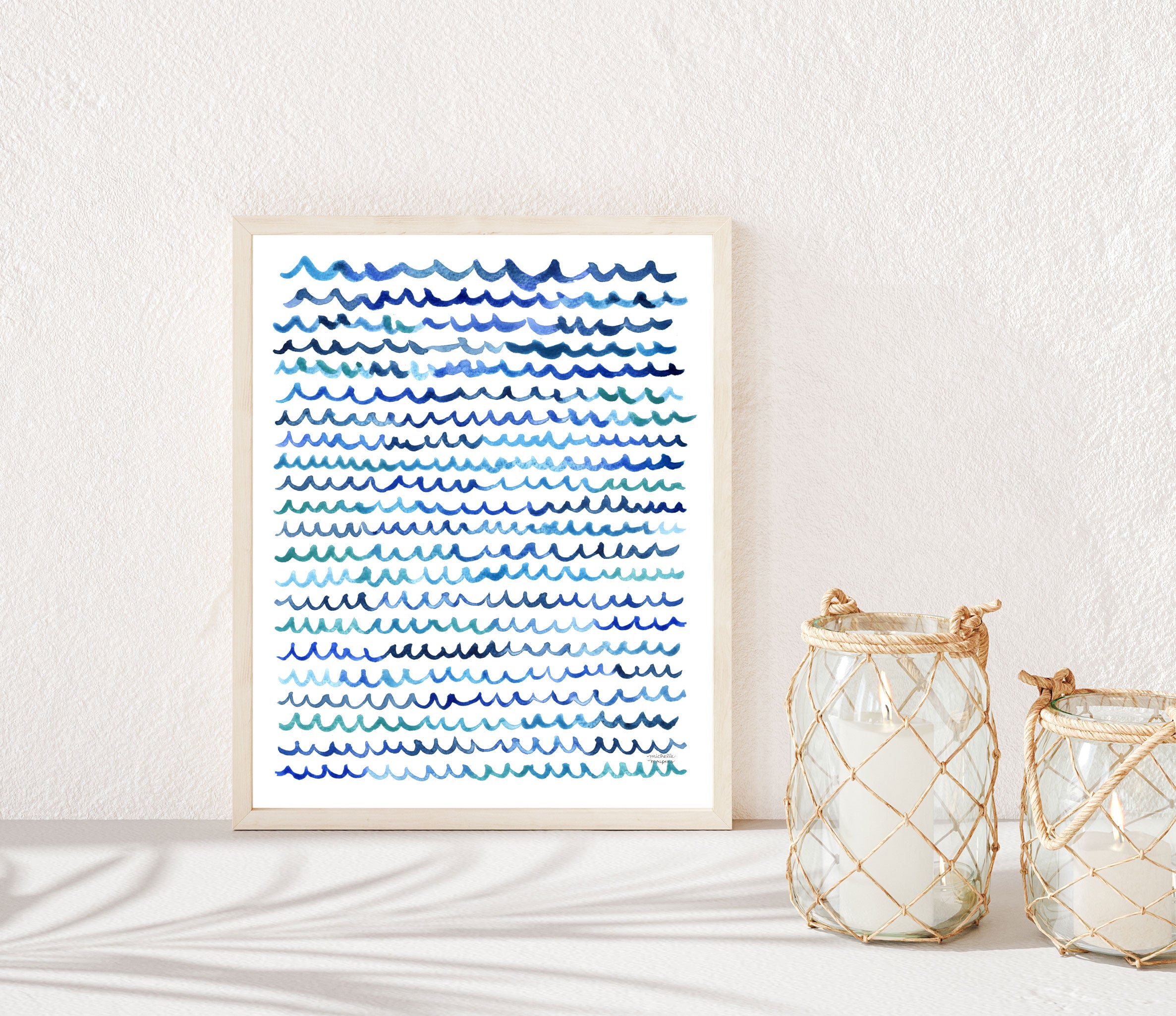 Waves Print | Watercolor Wall Art Print Waves by Michelle Mospens