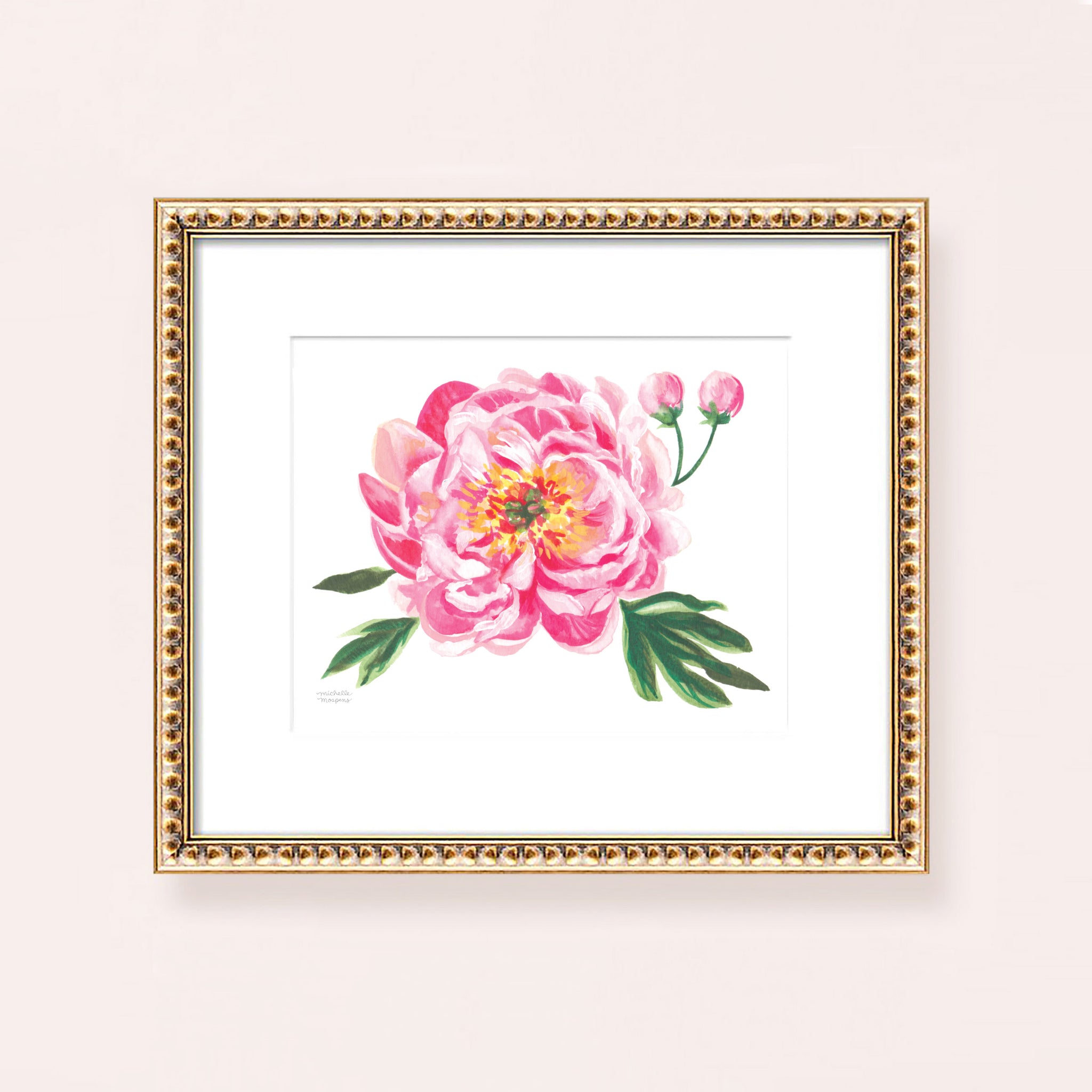 Watercolor June Bloom Peony Flower Art Print