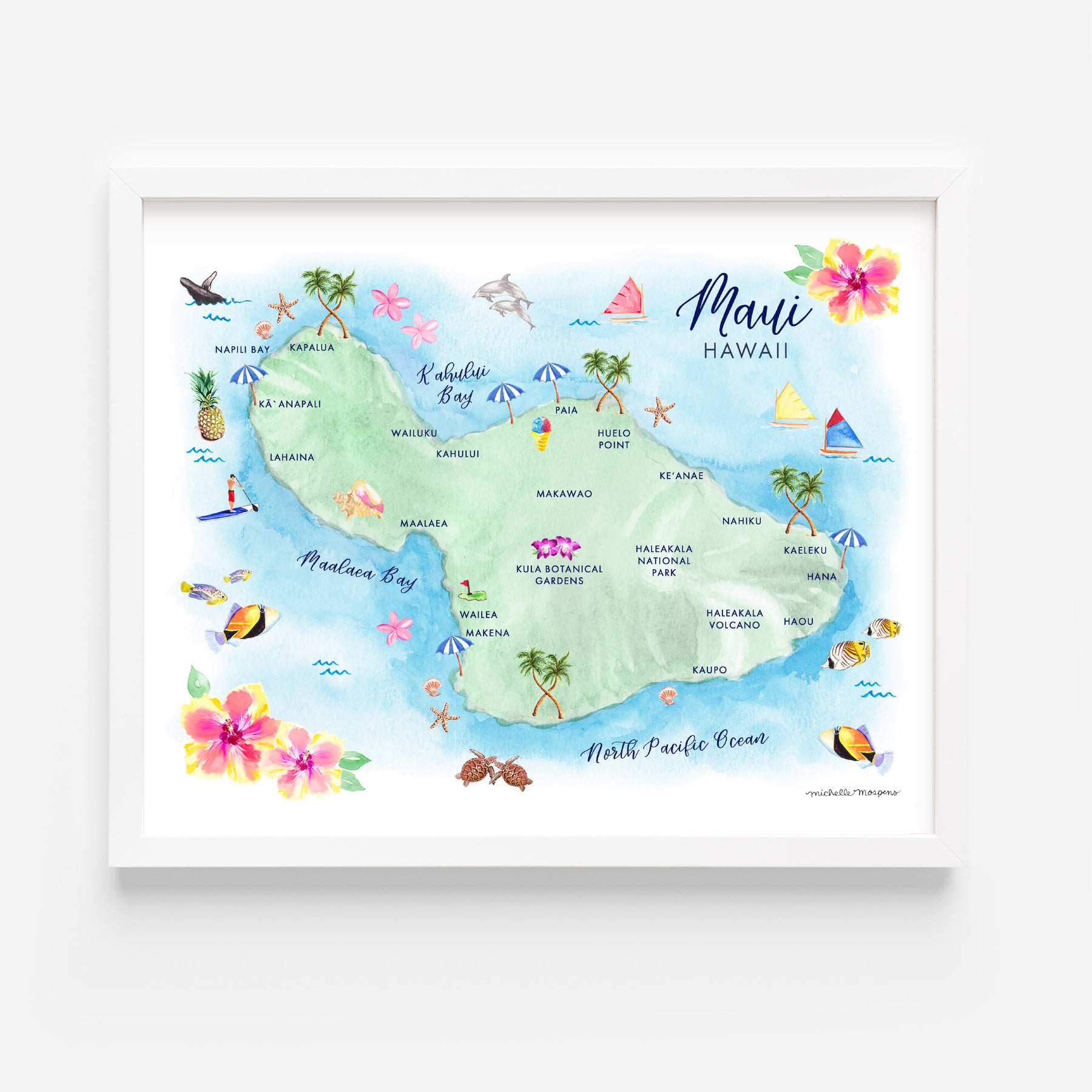 Maui Hawaii Map Art Print