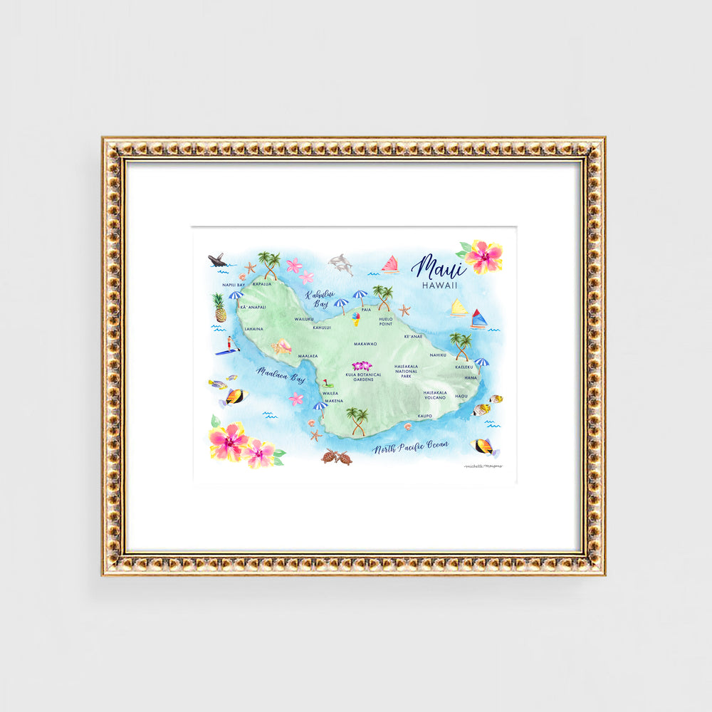 Maui Hawaii Map Art Print