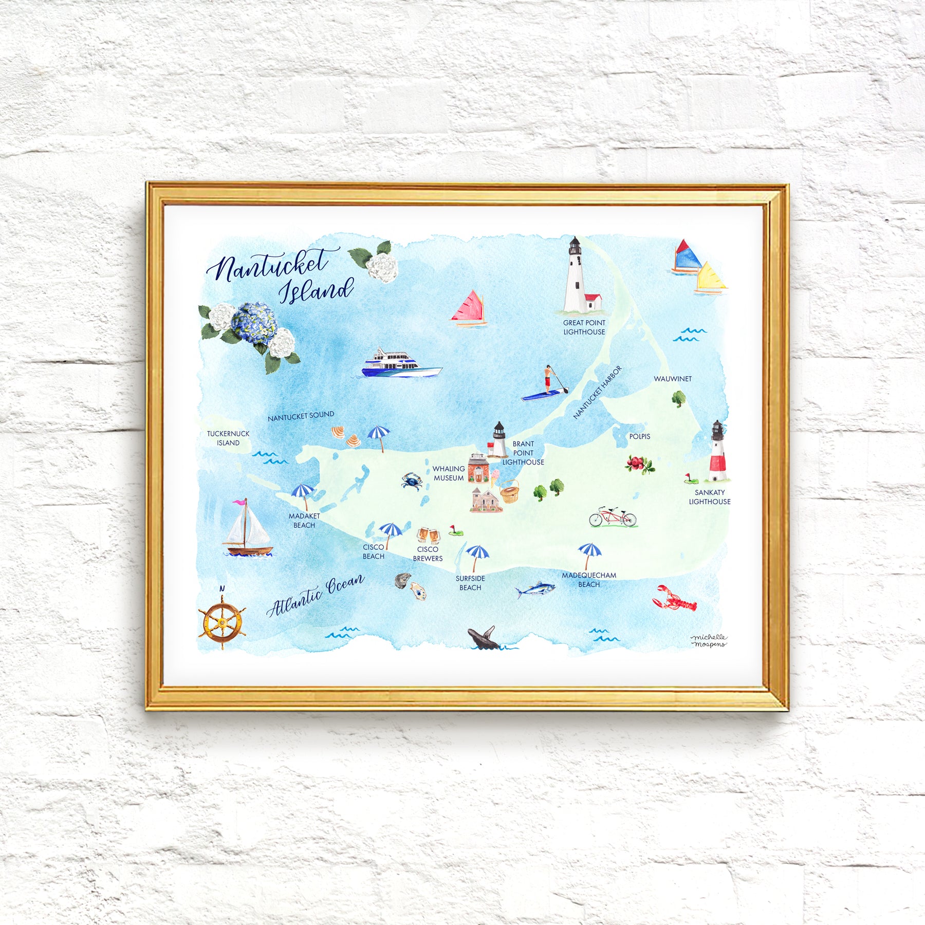 Nantucket Map Art Print | Michelle Mospens