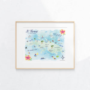 St. Thomas U.S. Virgin Islands Map Art Print