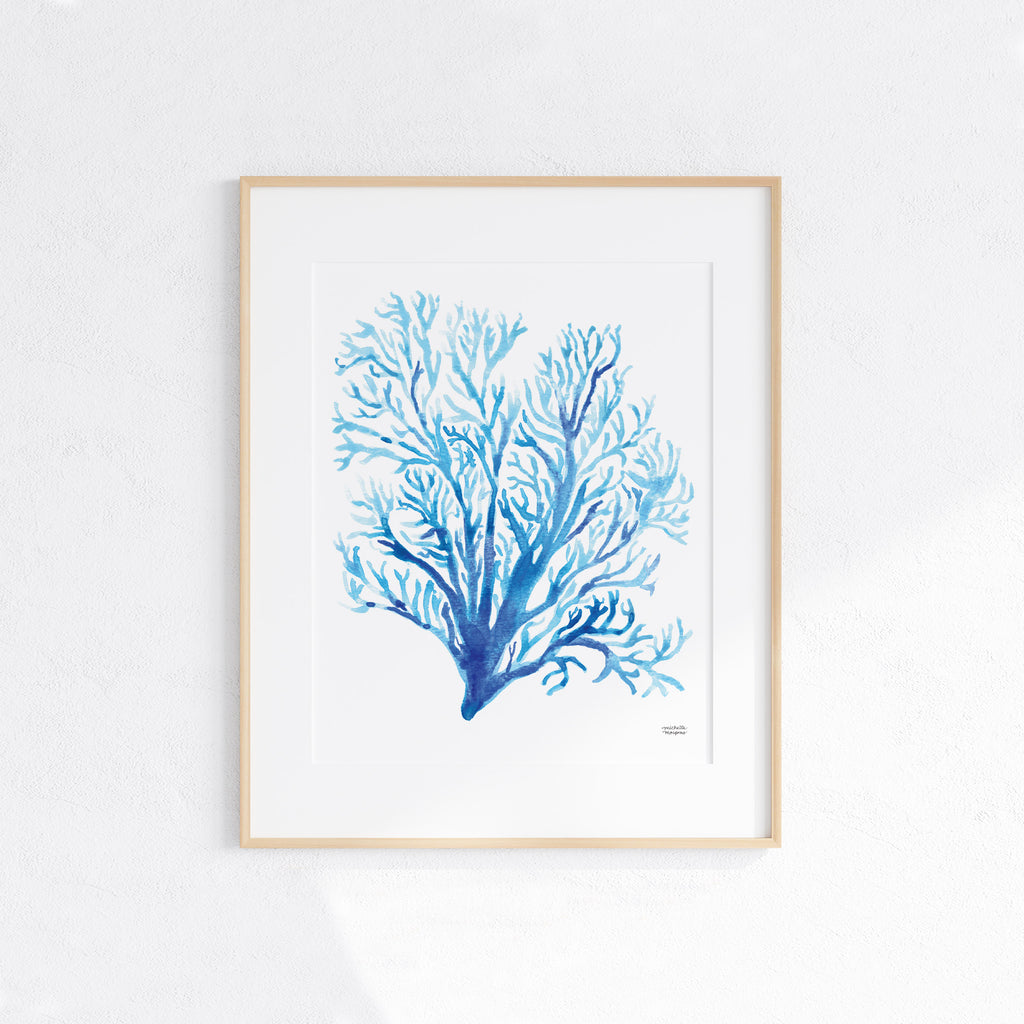 Coastal Coral Print | Watercolor Wall Art Print Blue Coral by Michelle ...