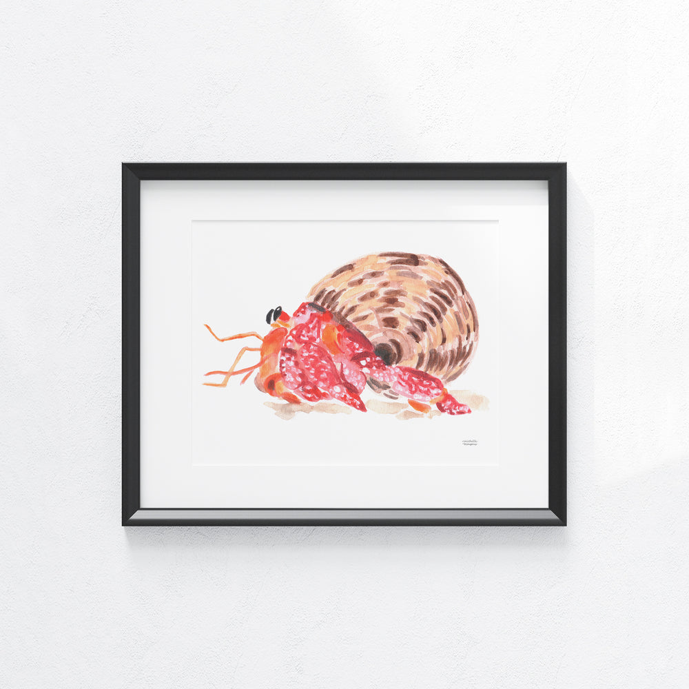 Sunny The Hermit Crab Art Print - Watercolor by Michelle Mospens